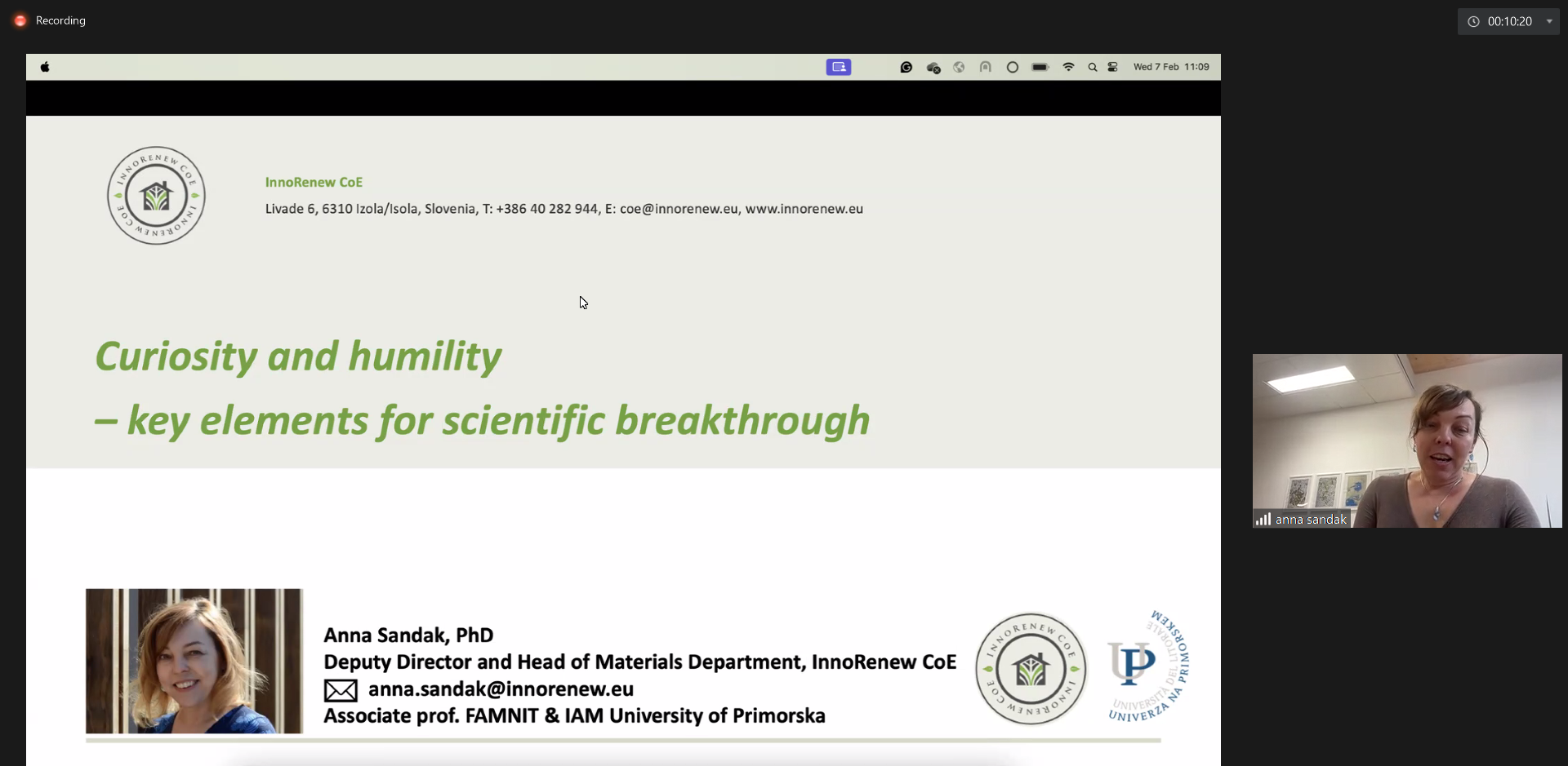 Dr. Anna Sandak at the Women in Science Week 2024 - InnoRenew CoE ...